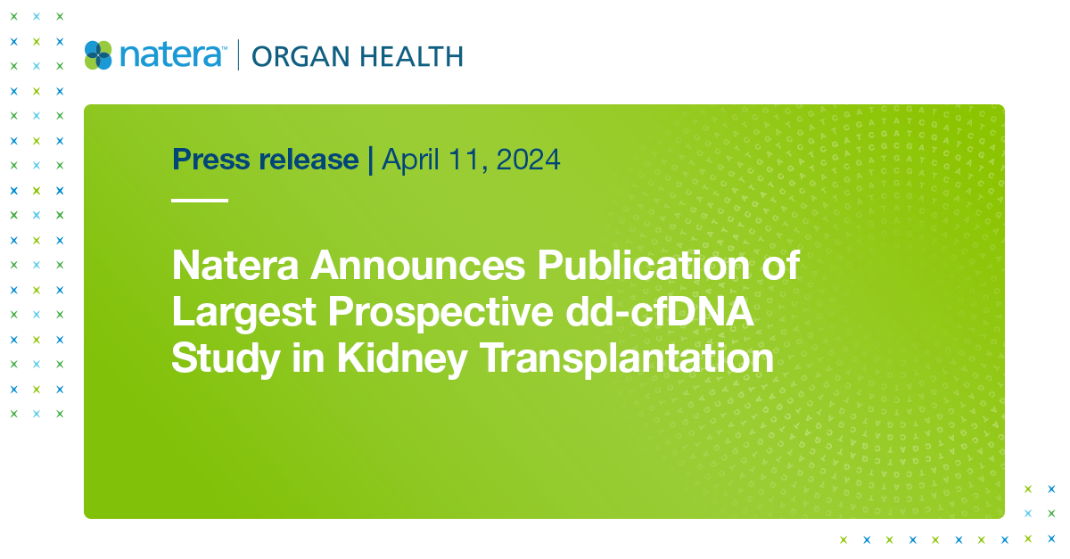 Natera Announces Publication of Largest Prospective dd-cfDNA Study in ...